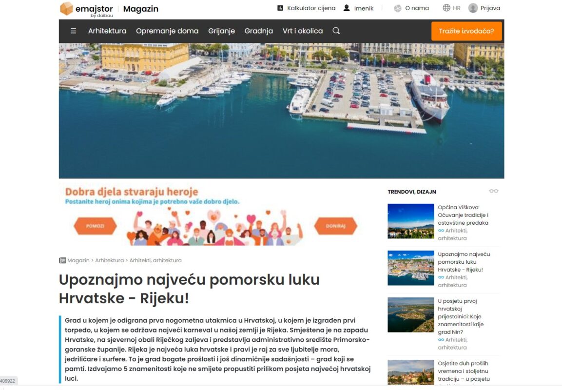 Promocija lokalnih arhitektonskih znamenitosti Rijeke na portalu www.emajstor – Grad Rijeka