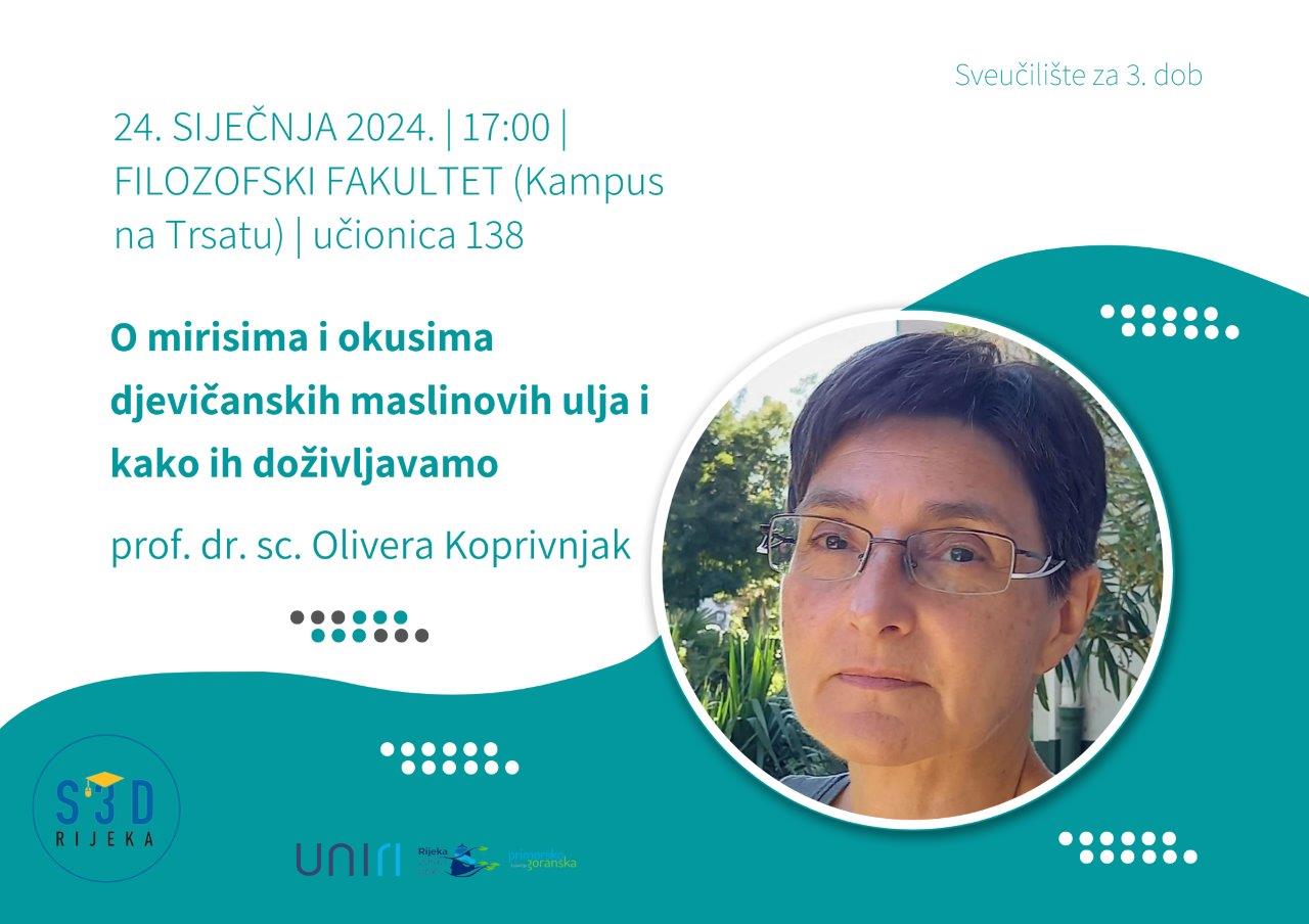 Sveučilište za 3. dob – Predavanje „O mirisima i okusima djevičanskih maslinovih ulja i kako ih ...