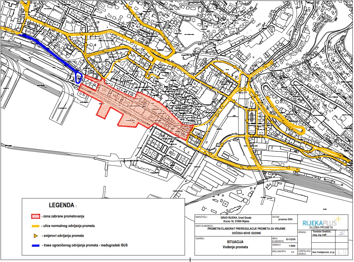 Privremena regulacija prometa uoči novogodišnje noći – Grad Rijeka