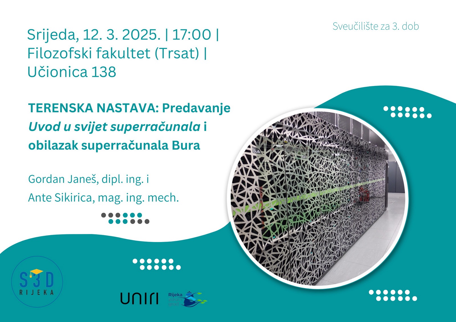 Predavanje Uvod u svijet superračunala i obilazak superračunala Bura u sklopu programa ...